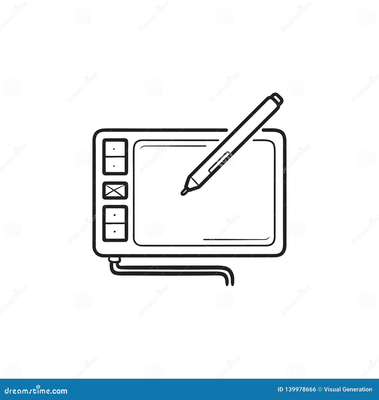 Digital Drawing Tablet Hand Drawn Outline Doodle Icon. Stock Vector ...