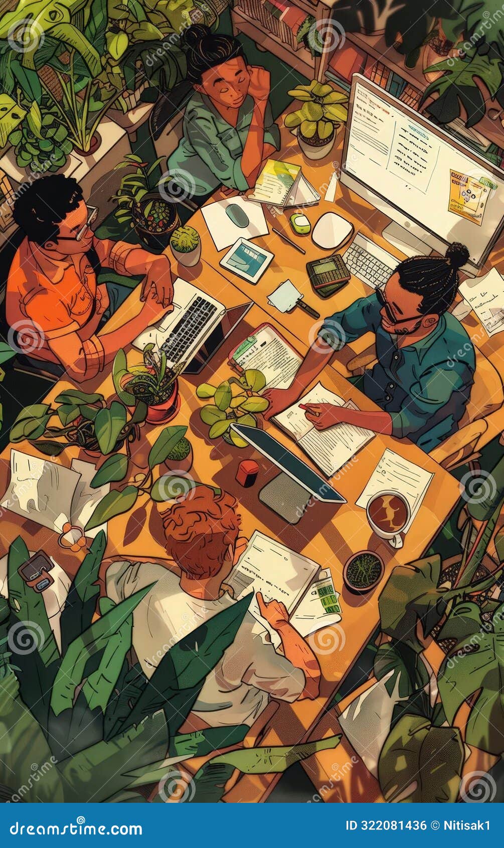 Digital Drawing of a Workplace Support Group Providing Resources and ...