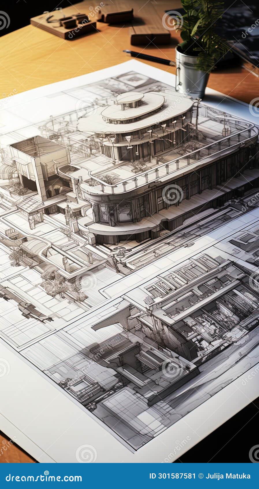 Digital Drawings Created Using Graphic Plans Stock Illustration ...