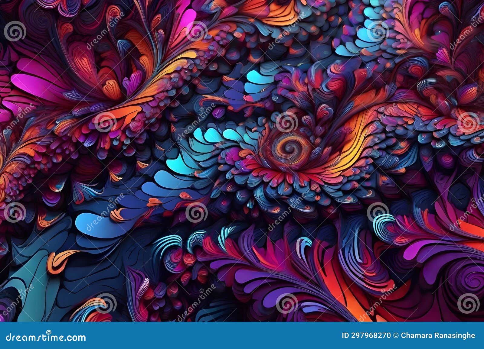 Digital Dreamscape with Fractal Patterns Stock Illustration ...