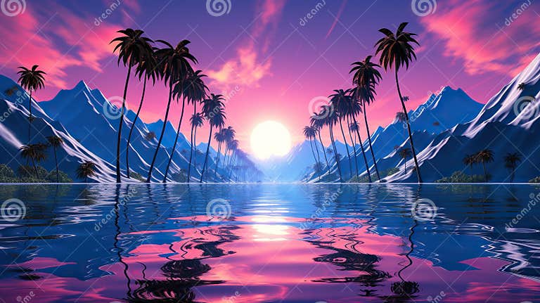 Digital Dreamscape Nostalgic 1990s Computer 3D Graphics Render Style ...