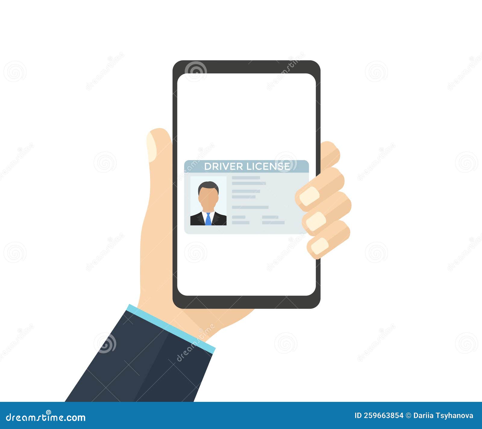 Digital Driver License on Smartphone, Phone Screen Logo Design. License ...