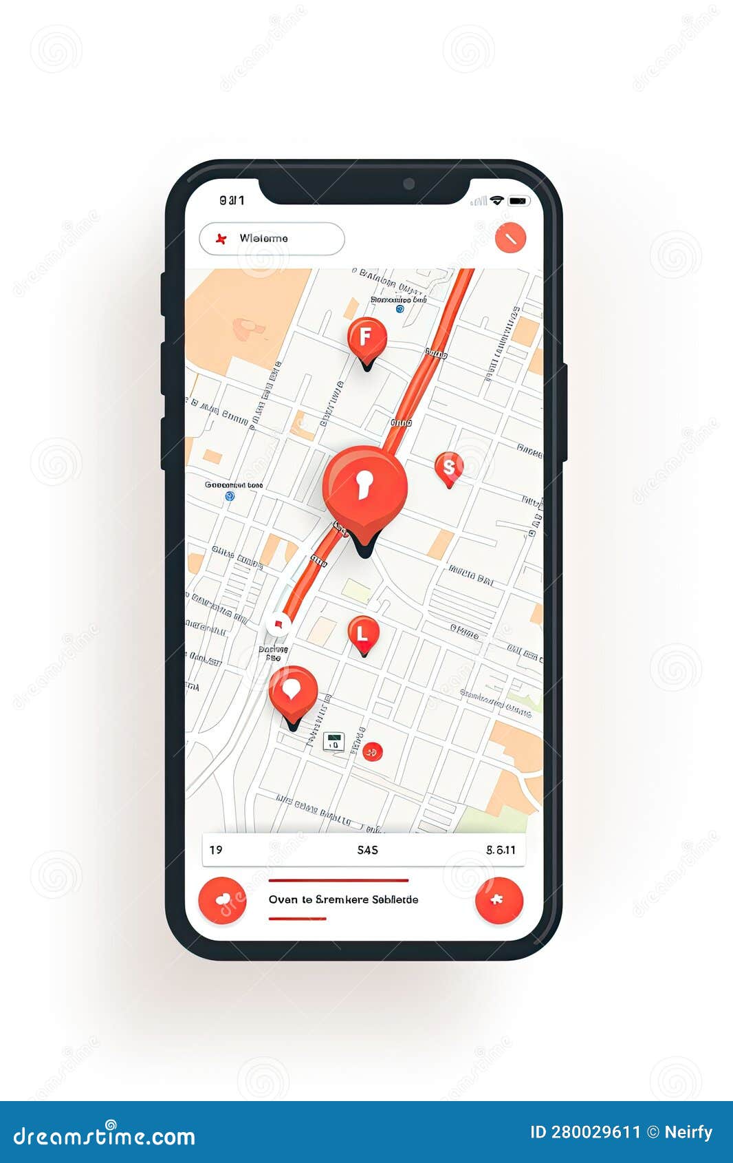 Digital Maps for Smartphone Concept Stock Illustration - Illustration ...