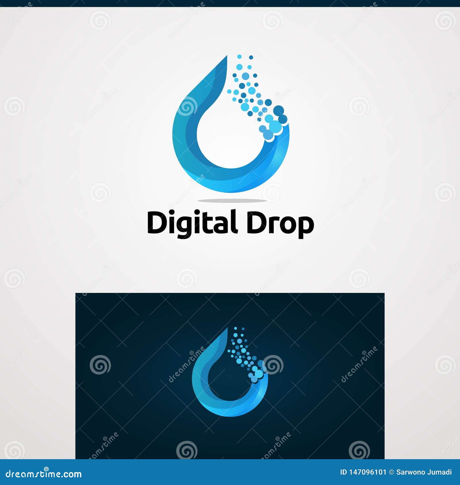 Digital Drop in Color Blue Logo Vector Concept, Icon, Element, and ...