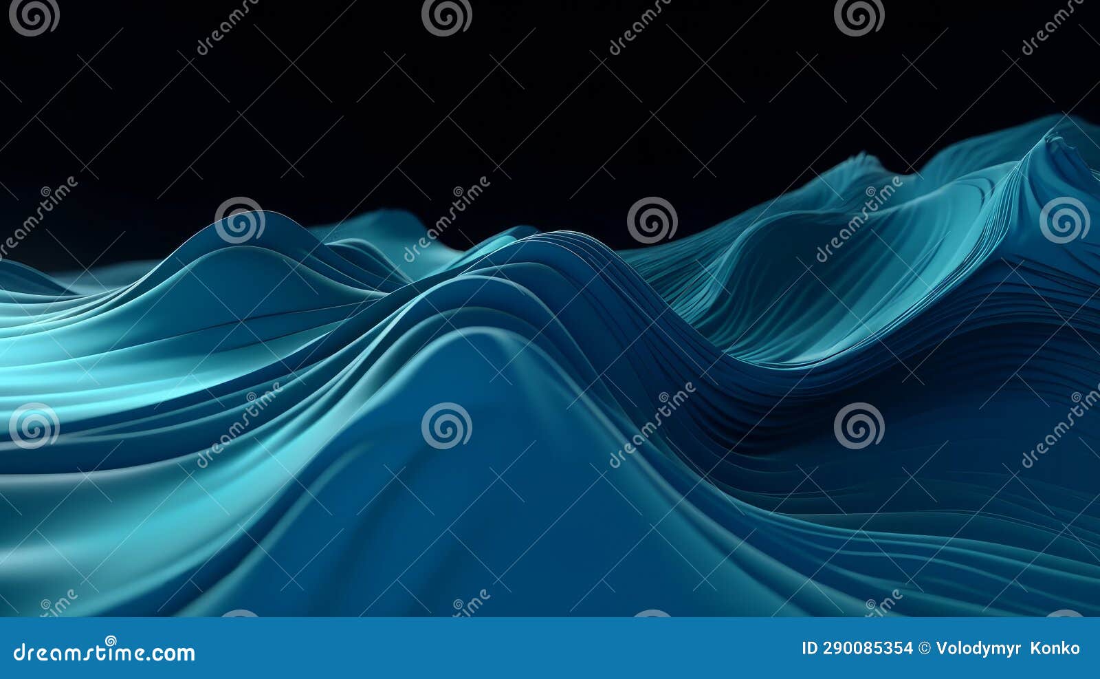 Digital Dynamic Cyber Wave. Abstract Futuristic Blue Background with ...