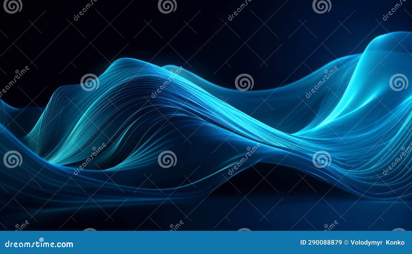 Digital Dynamic Cyber Wave. Abstract Futuristic Blue Background with ...