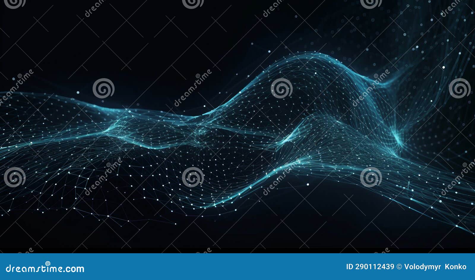 Digital Dynamic Cyber Wave. Abstract Futuristic Blue Background with ...