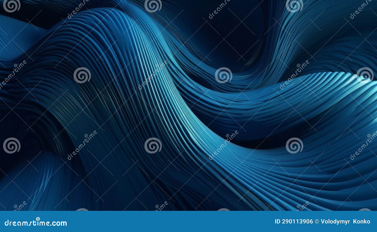 Digital Dynamic Cyber Wave. Abstract Futuristic Blue Background with ...