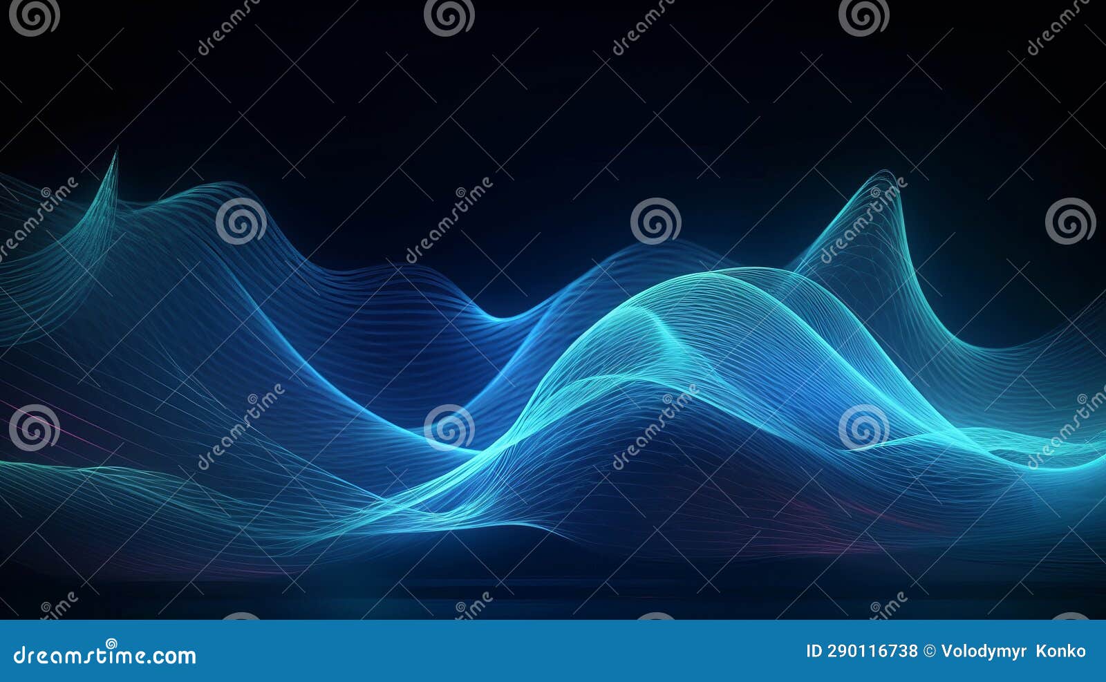 Digital Dynamic Cyber Wave. Abstract Futuristic Blue Background with ...
