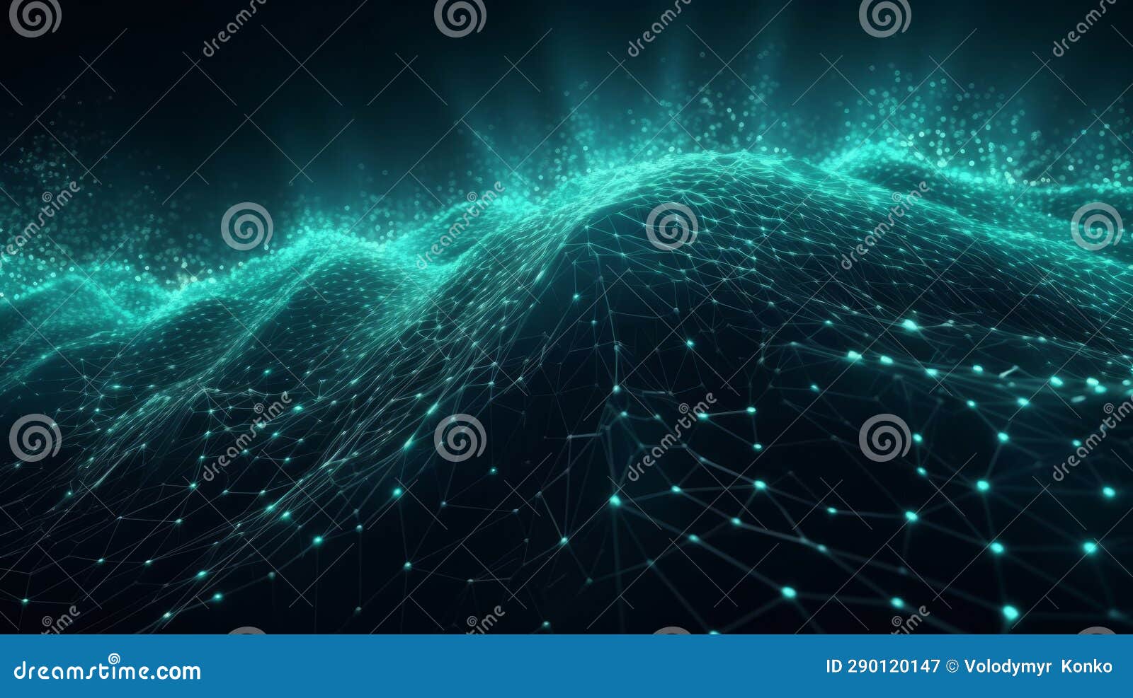 Digital Dynamic Cyber Wave. Abstract Futuristic Blue Background with ...