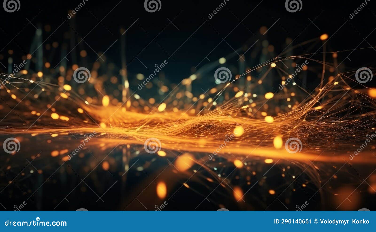 Digital Dynamic Cyber Wave. Abstract Futuristic Blue Background with ...