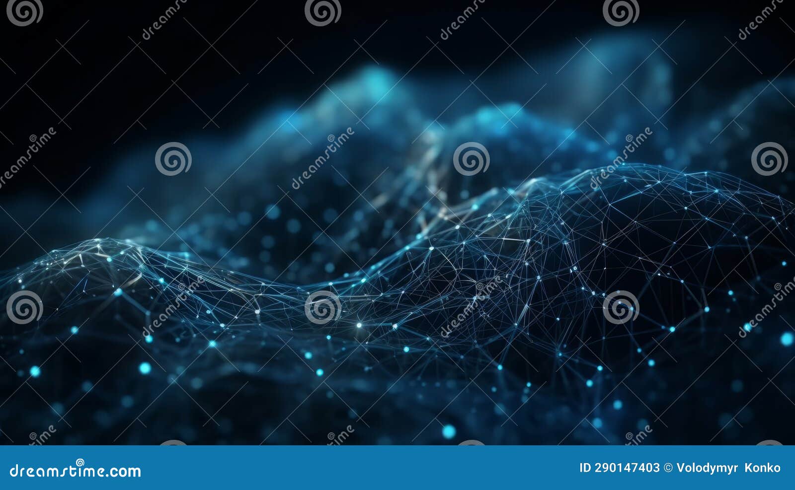 Digital Dynamic Cyber Wave. Abstract Futuristic Blue Background with ...