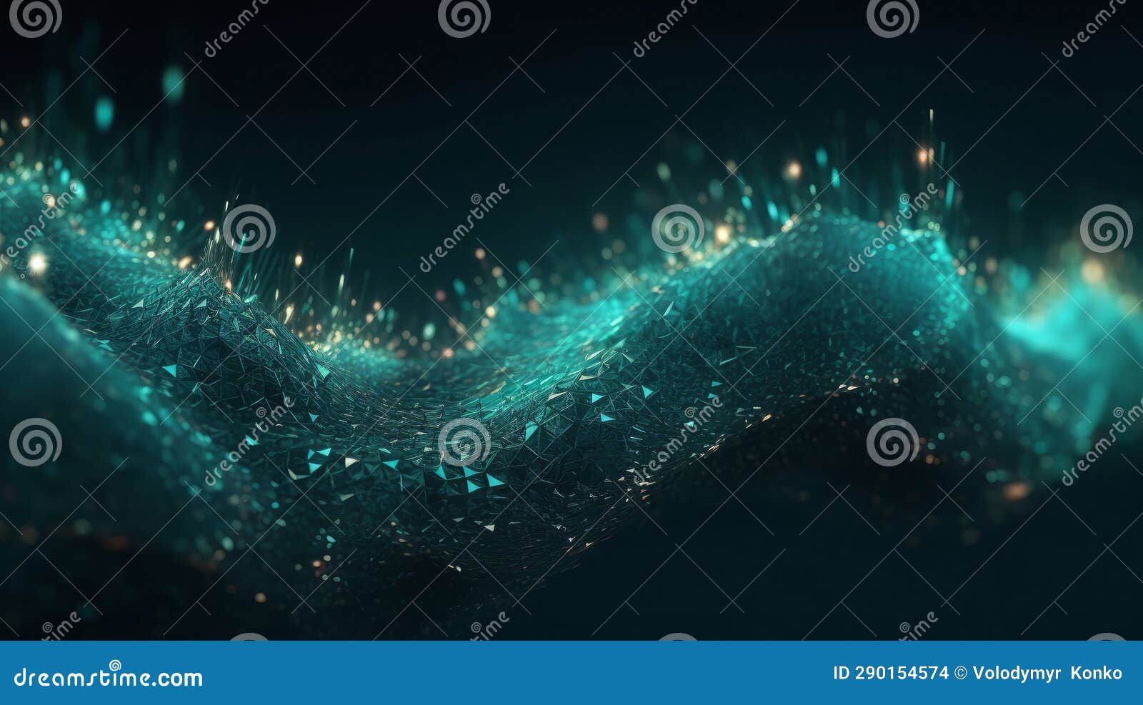 Digital Dynamic Cyber Wave. Abstract Futuristic Blue Background with ...