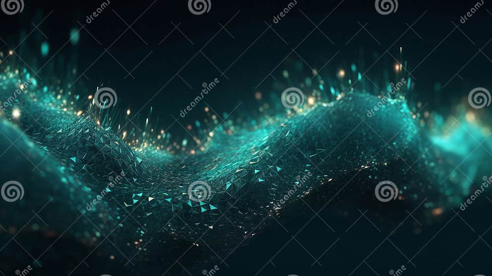 Digital Dynamic Cyber Wave. Abstract Futuristic Blue Background with ...