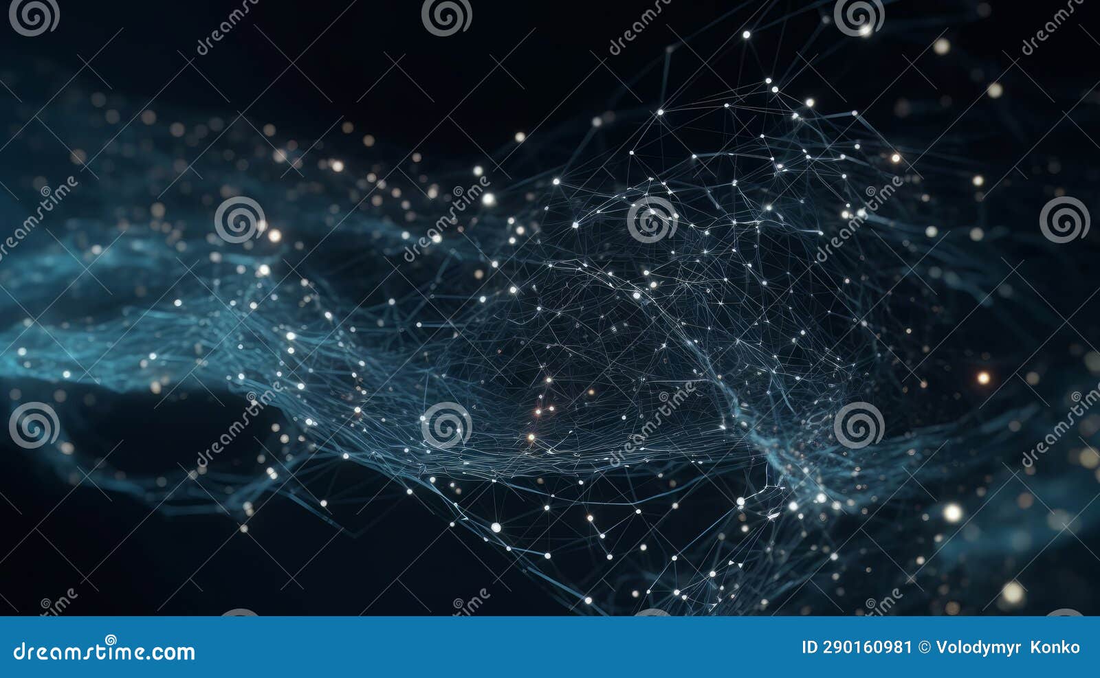 Digital Dynamic Cyber Wave. Abstract Futuristic Blue Background with ...