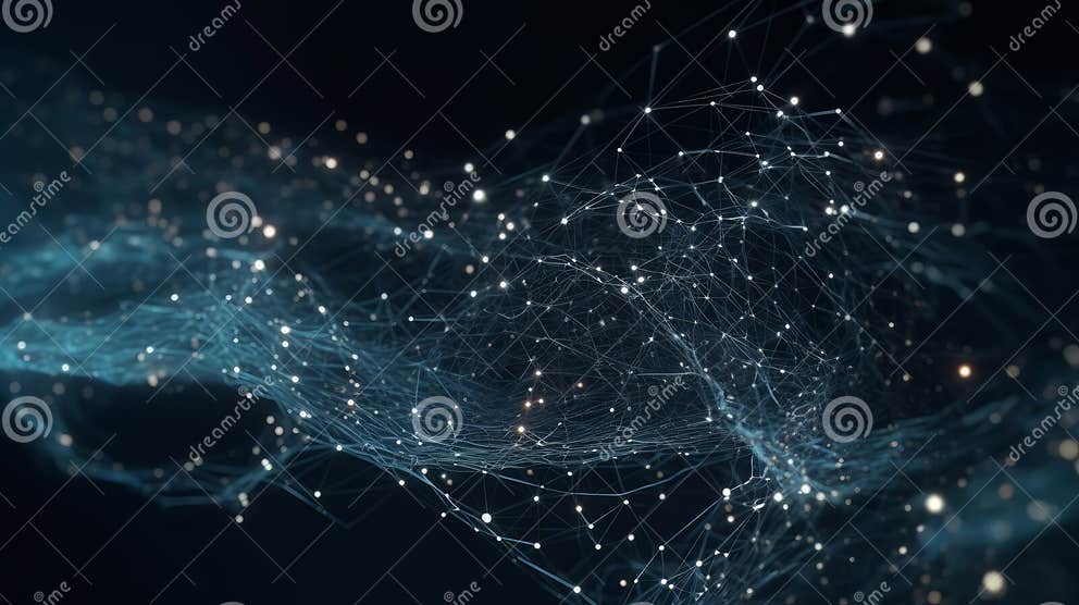 Digital Dynamic Cyber Wave. Abstract Futuristic Blue Background with ...