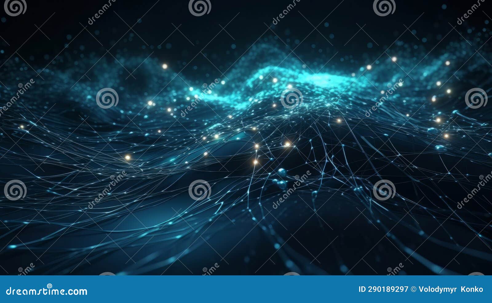 Digital Dynamic Cyber Wave. Abstract Futuristic Blue Background with ...