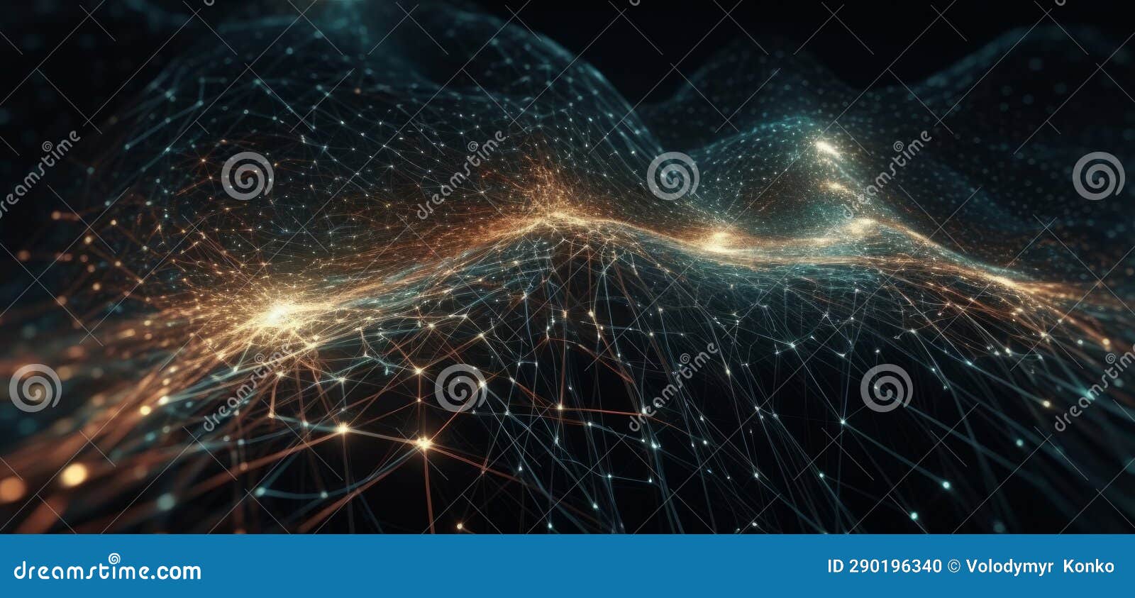 Digital Dynamic Cyber Wave. Abstract Futuristic Blue Background with ...