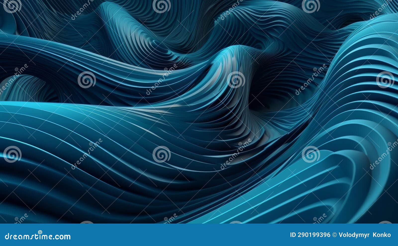 Digital Dynamic Cyber Wave. Abstract Futuristic Blue Background with ...