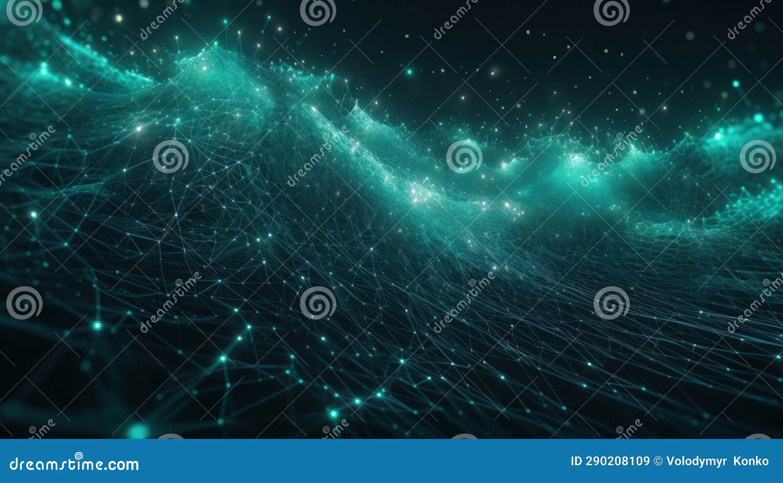 Digital Dynamic Cyber Wave. Abstract Futuristic Blue Background with ...