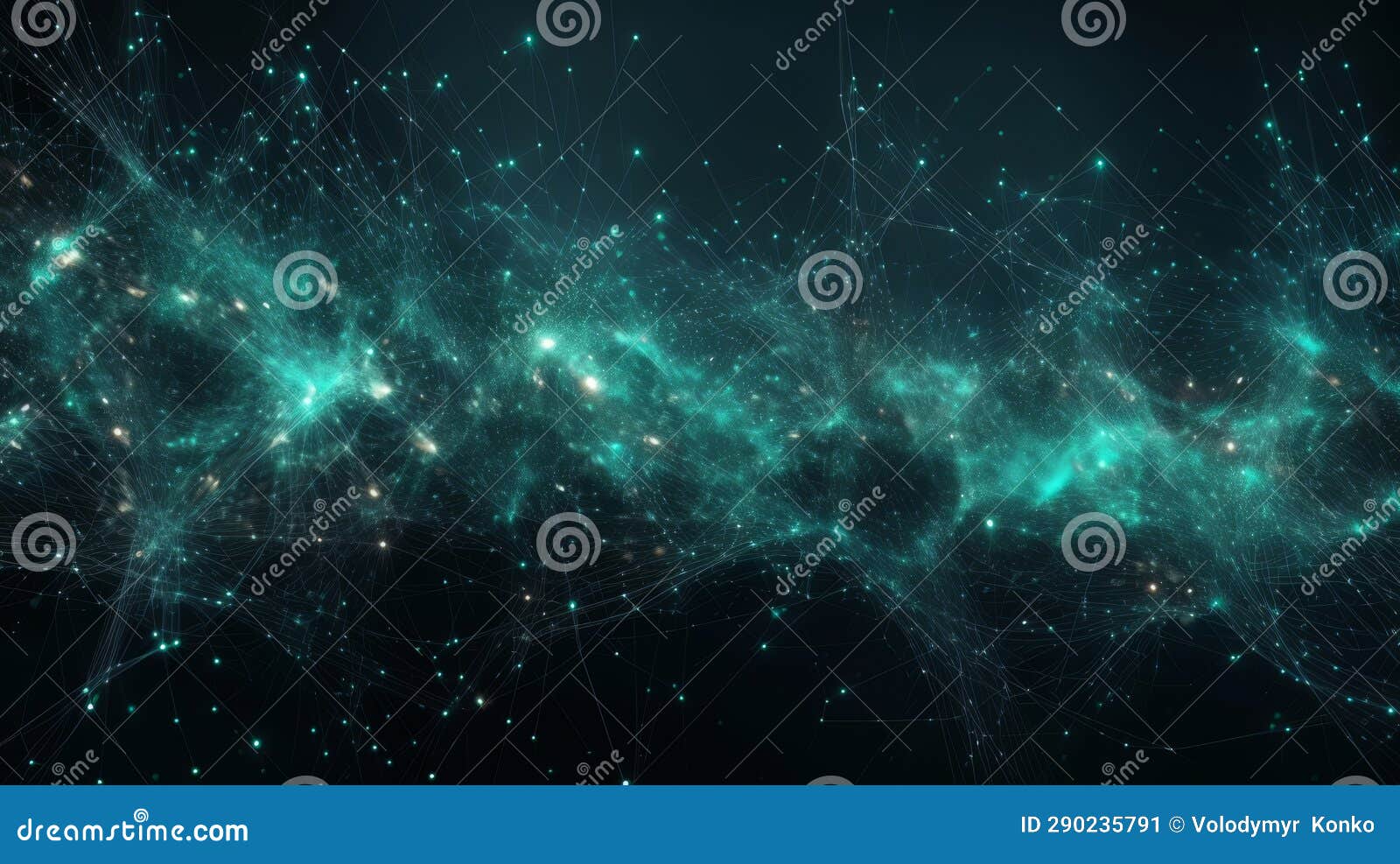 Digital Dynamic Cyber Wave. Abstract Futuristic Blue Background with ...