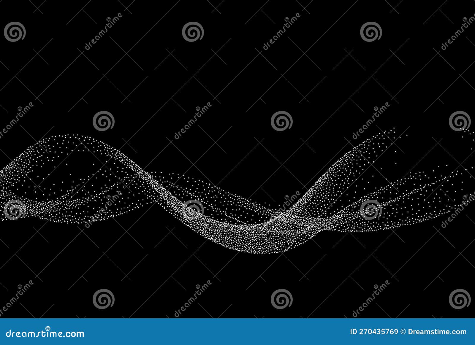 Digital Dynamic Particle Wave. Abstract Wave Flow on Black Background. Big Data Visualization ...