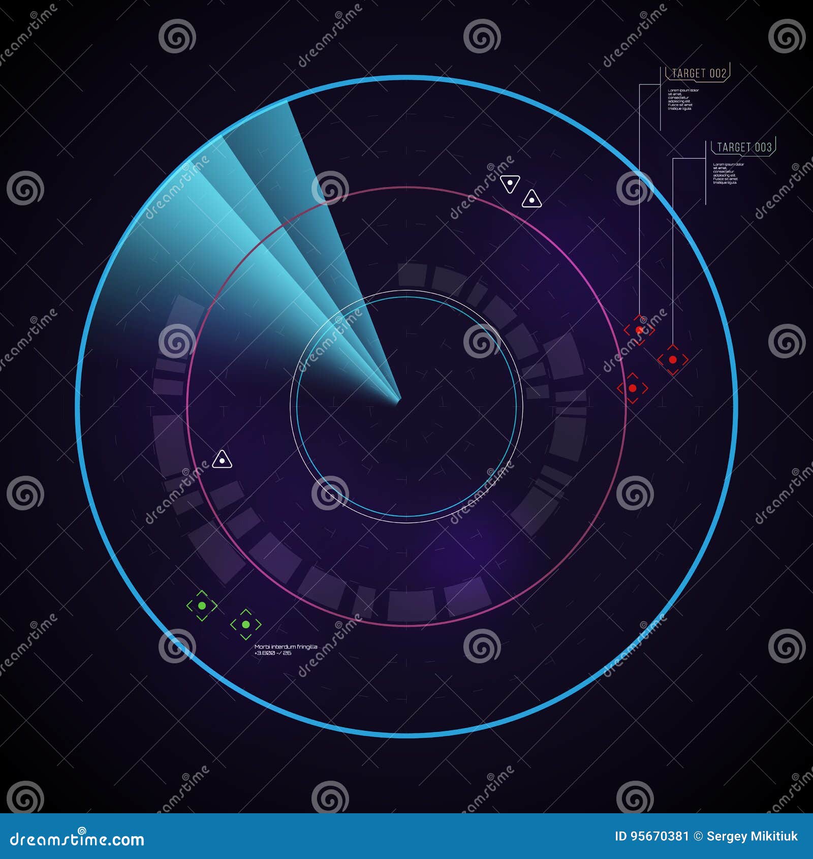 Digital Dynamic Radar with Targets Stock Vector - Illustration of ...