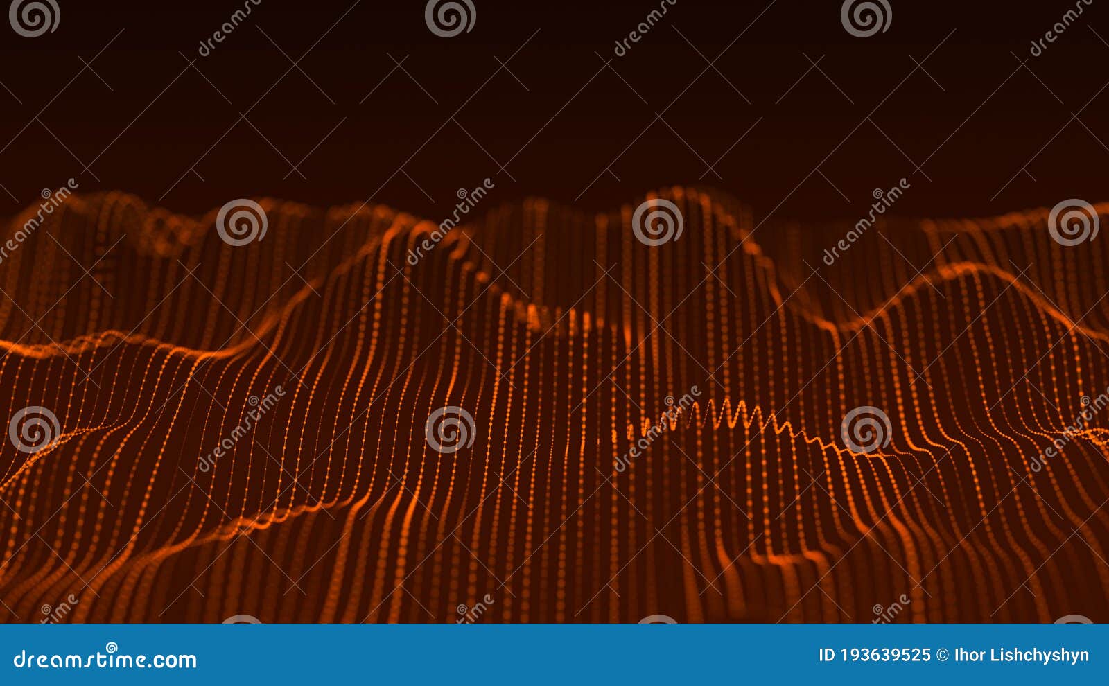 Digital Dynamic Wave. Abstract Futuristic Orange Background with Dots ...