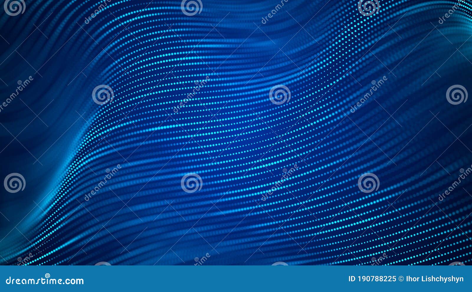 Digital Dynamic Wave of Particles. Abstract Blue Futuristic Background ...