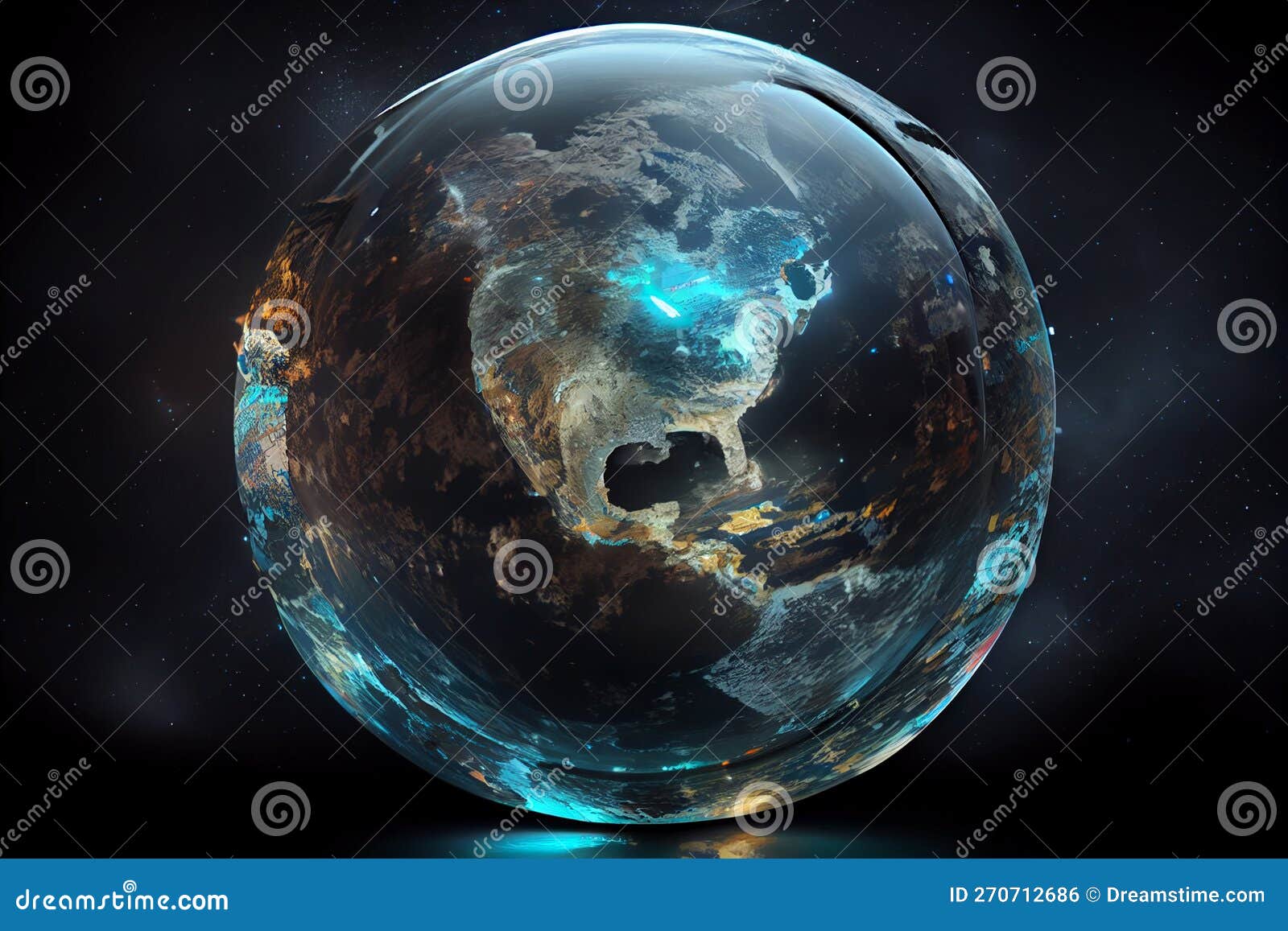 Digital Dystopian Globe, Future, Viewed from Space.generative Ai Stock ...