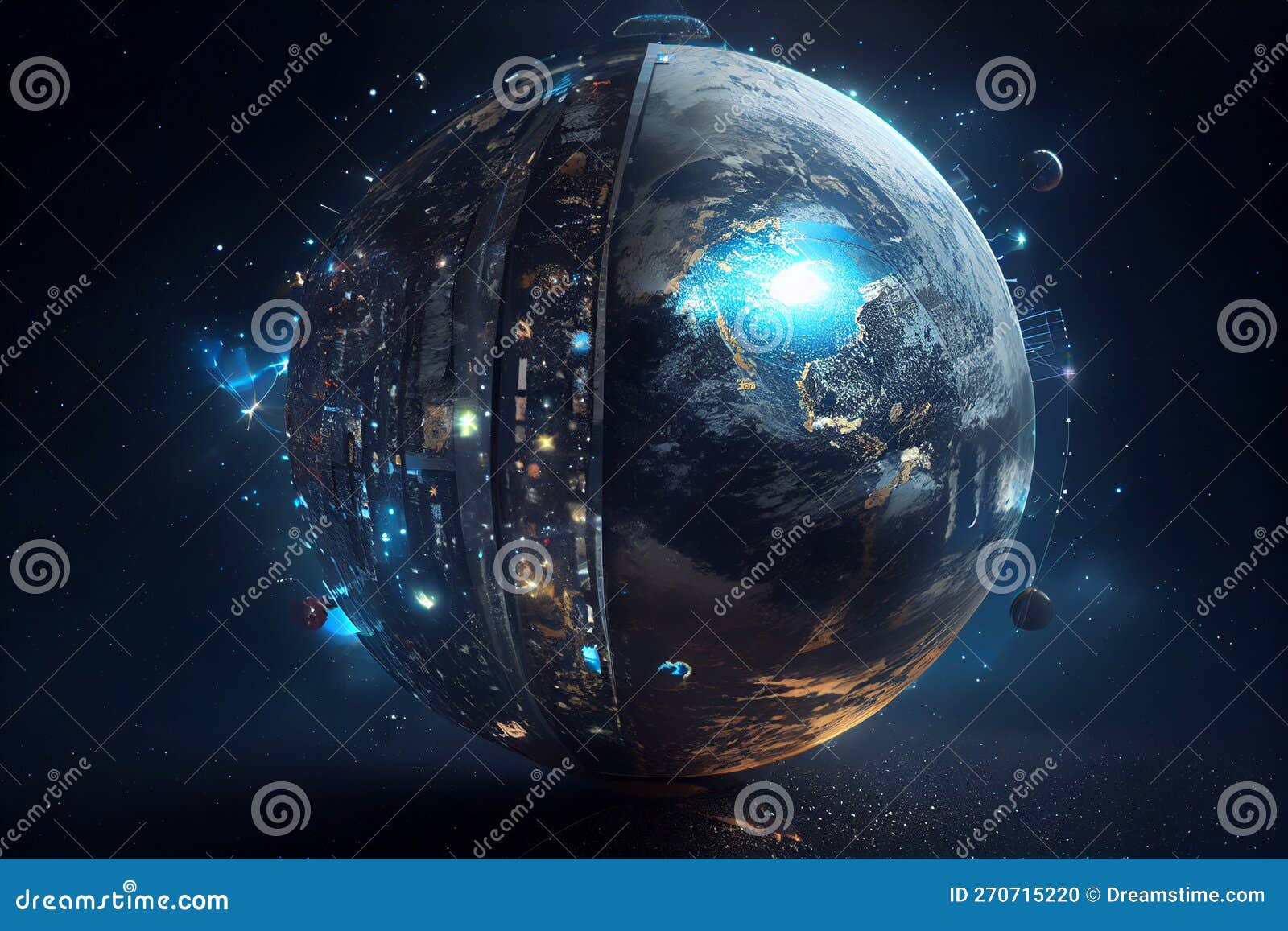 Digital Dystopian Globe, Future, Viewed from Space.generative Ai Stock ...