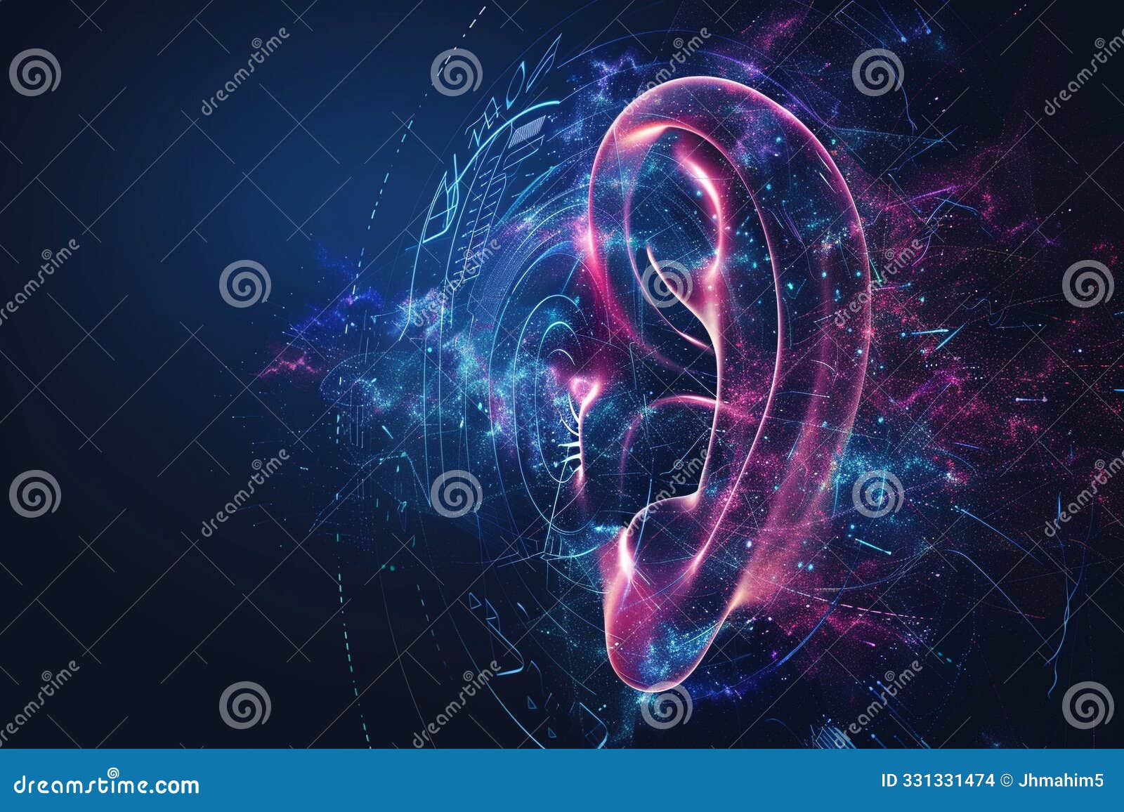 Digital Ear Abstract Representation of Hearing Stock Illustration ...