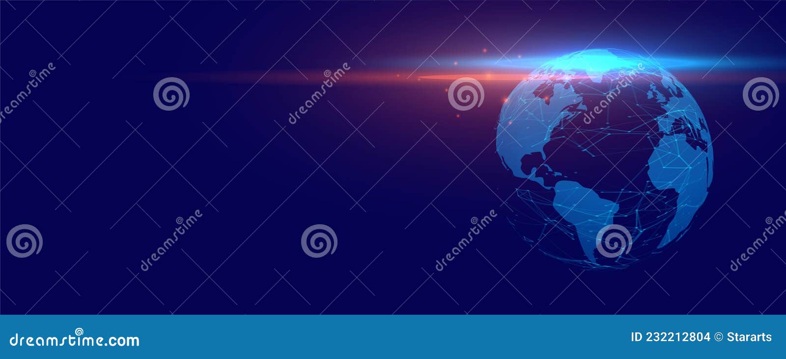 Digital Earth Banner with Glowing Lights Technology Background Stock ...