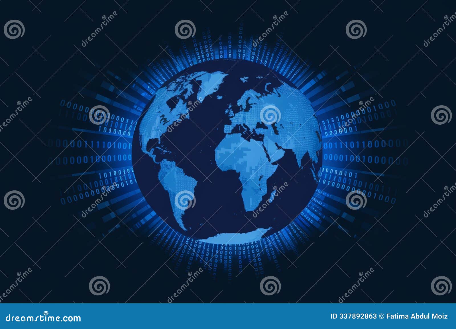 Digital Earth with Binary Code, Representing Tech and Global Communication Stock Illustration ...