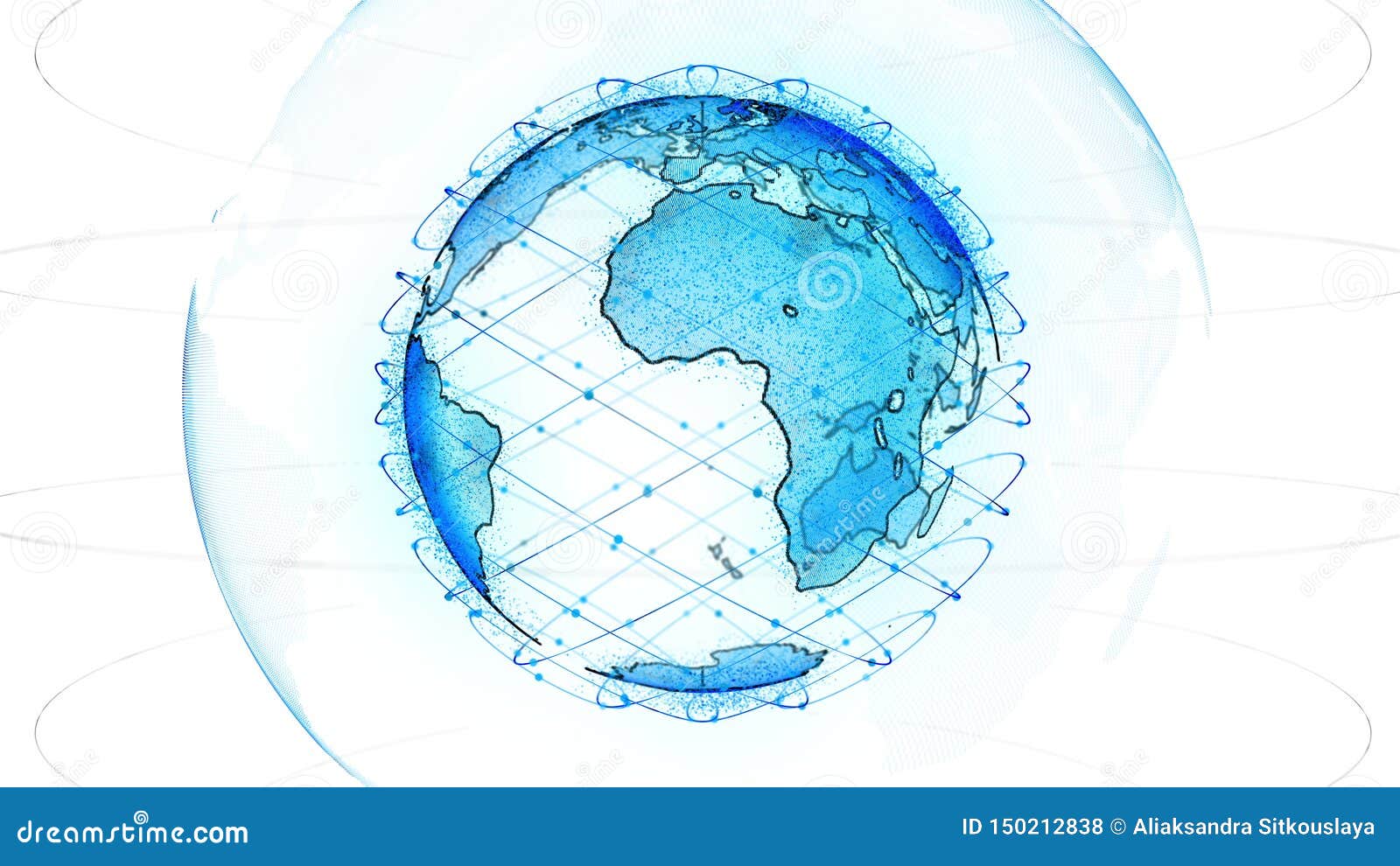 Digital Earth Data Globe - Abstract 3D Rendering Satellites Network ...