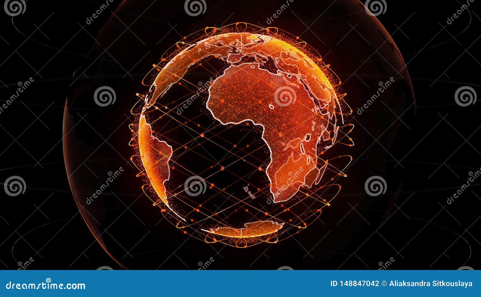 Digital Earth Data Globe - Abstract 3D Rendering Satellites Network ...