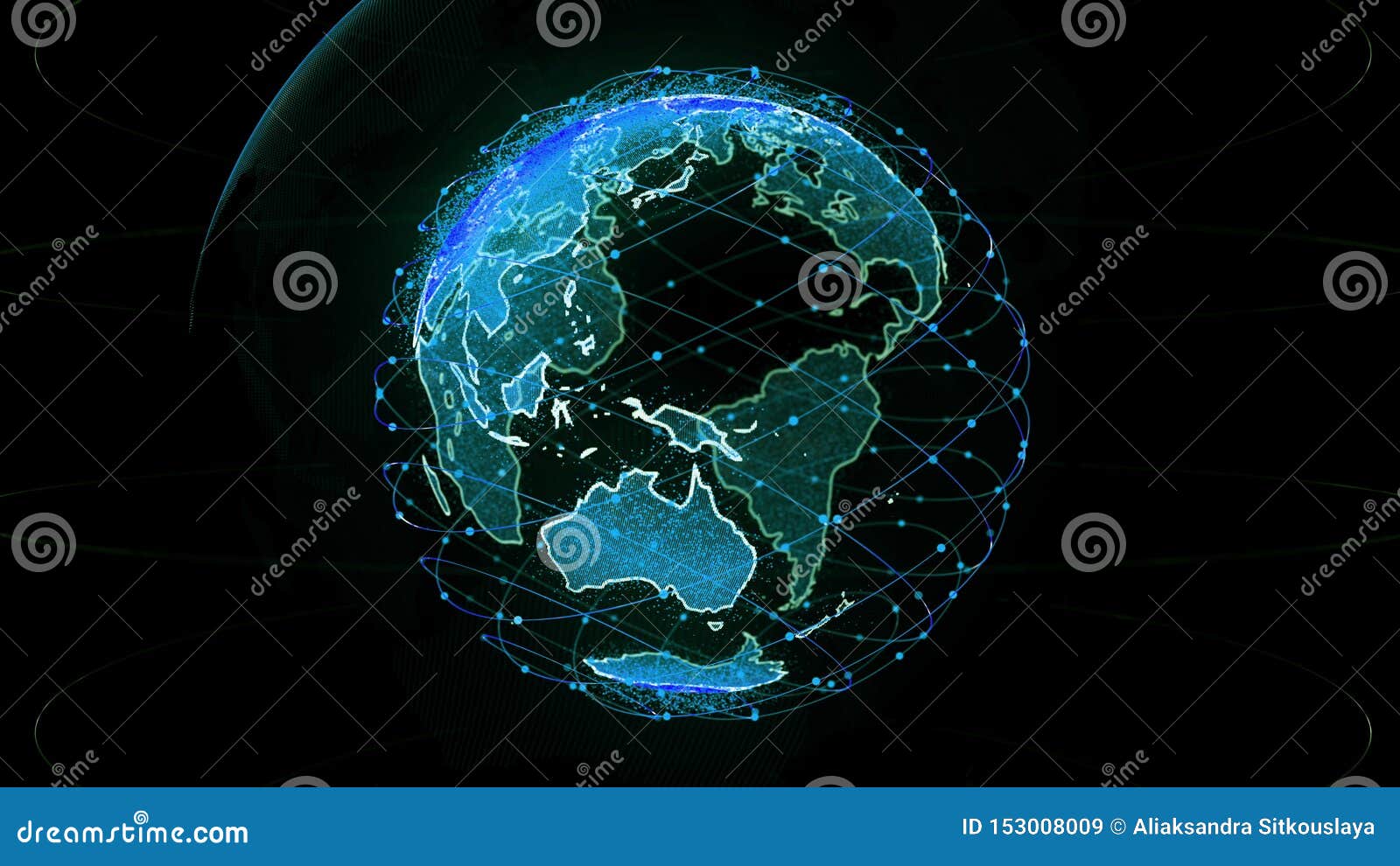 Digital Earth Data Globe - Abstract 3D Rendering Satellites Network ...