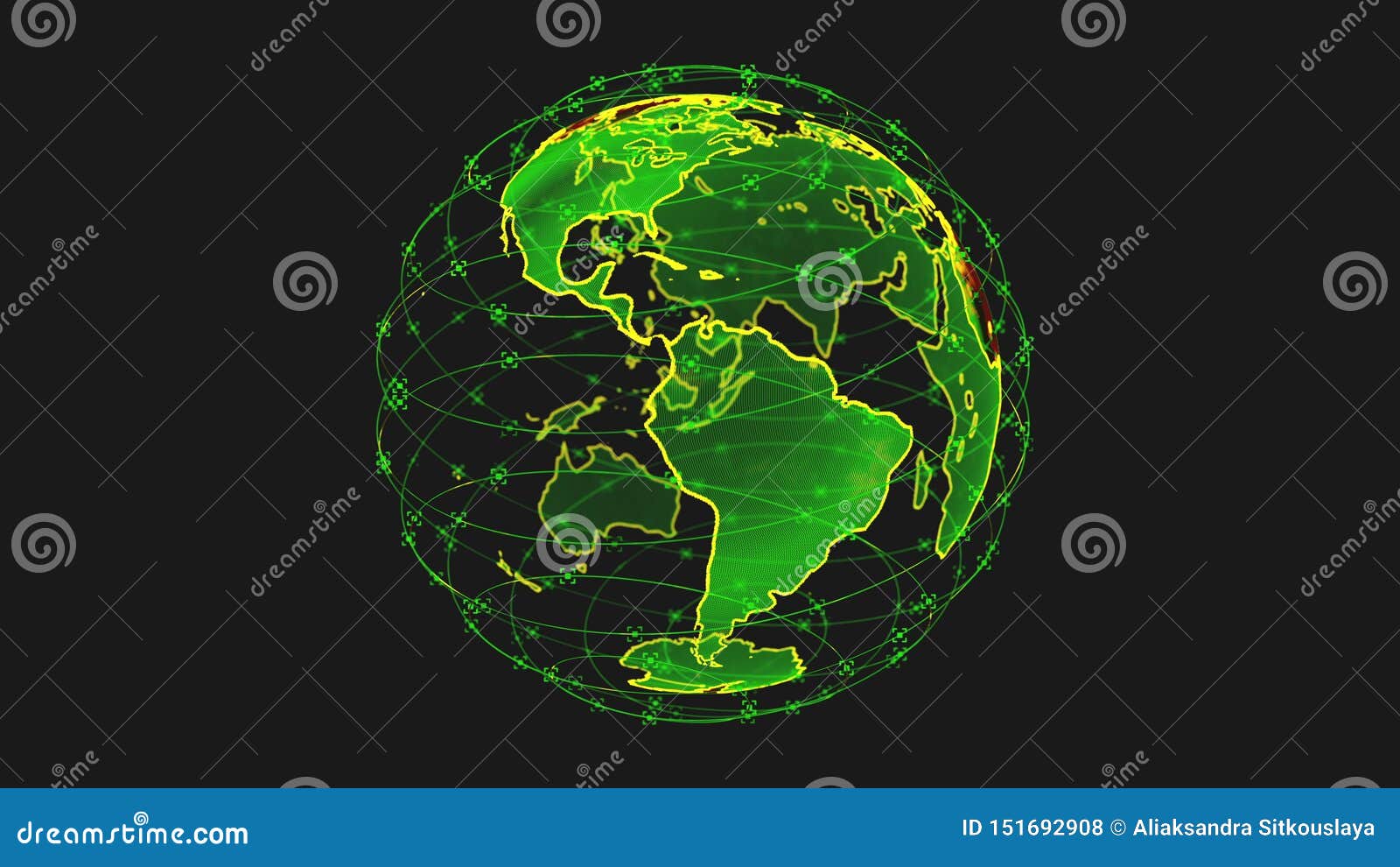 Digital Earth Data Globe - Abstract 3D Rendering Satellites Starlink ...