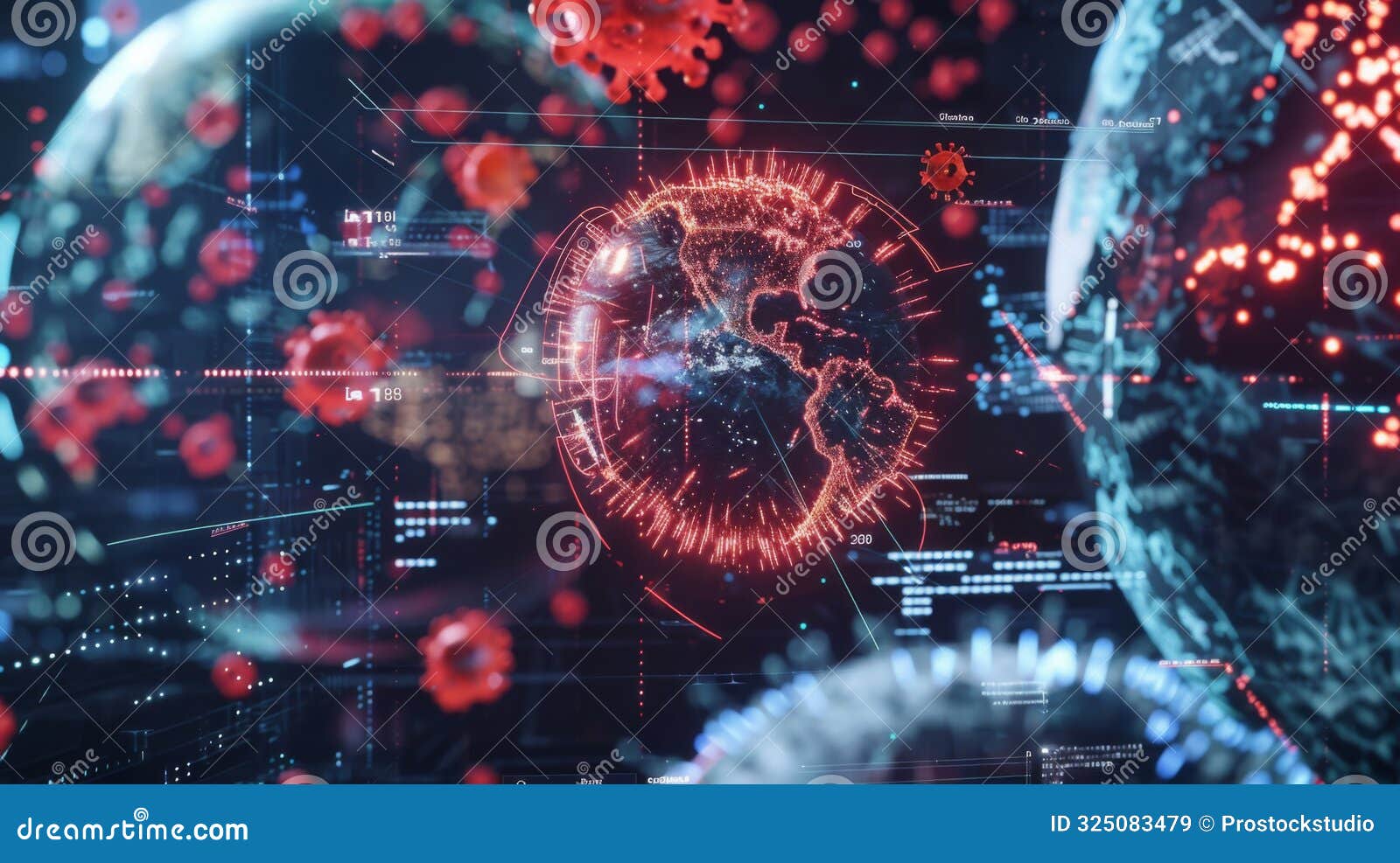 Digital Earth Globe with Virus Particles Stock Image - Image of ...