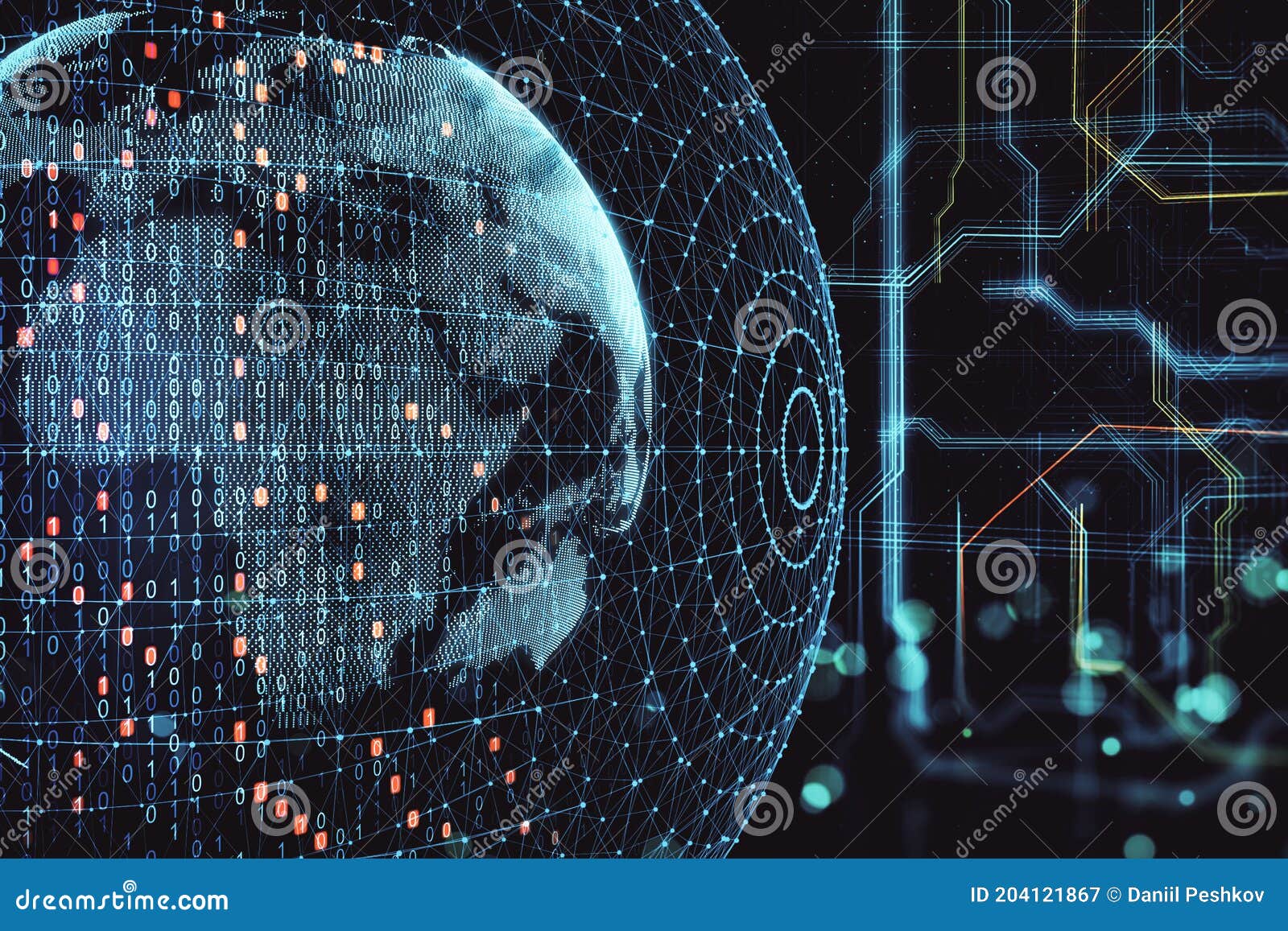 Digital Earth with Glowing Futuristic Interface Stock Illustration ...