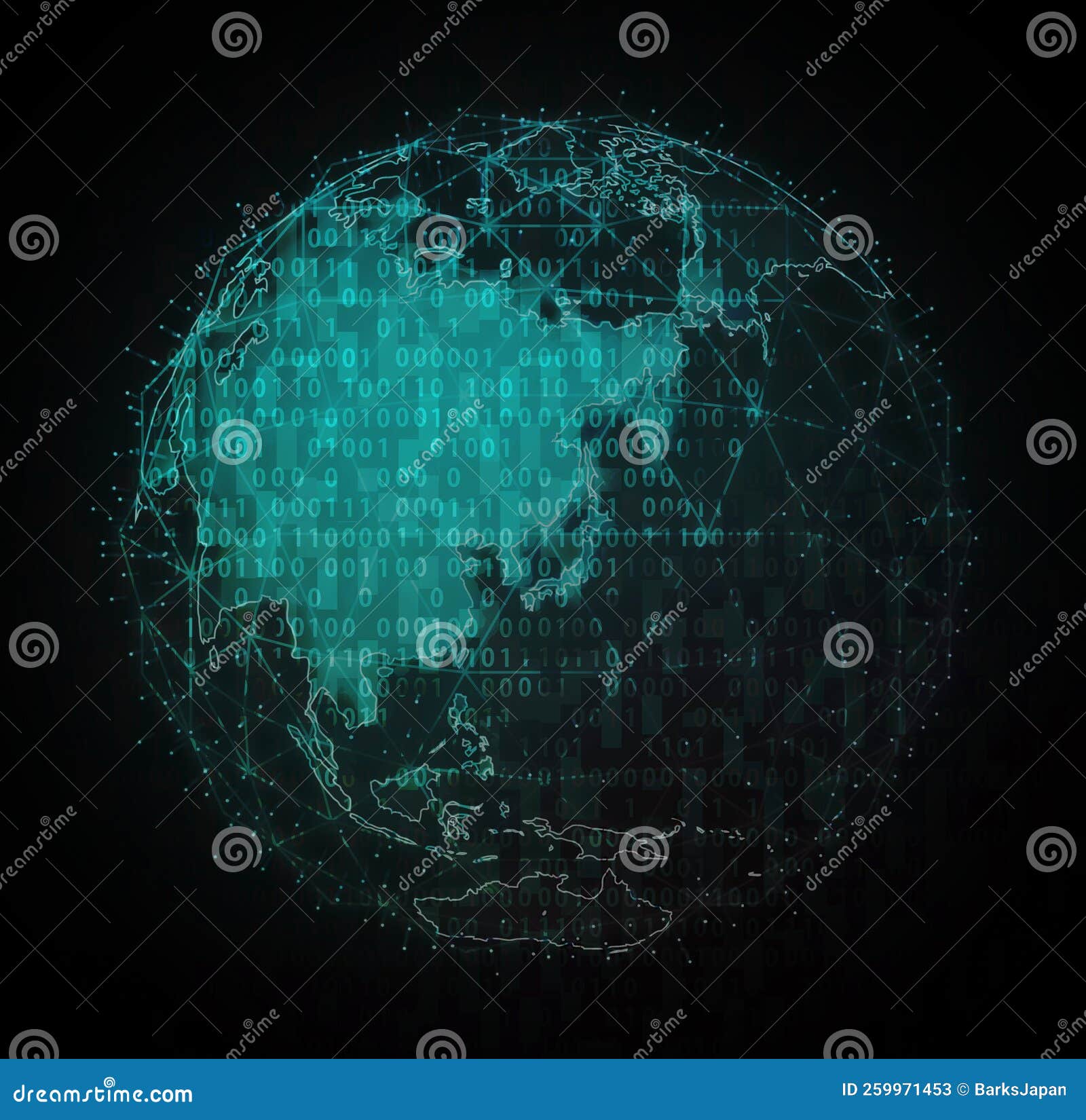 Digital Earth Illustration Global Network, Technology Motif Stock ...