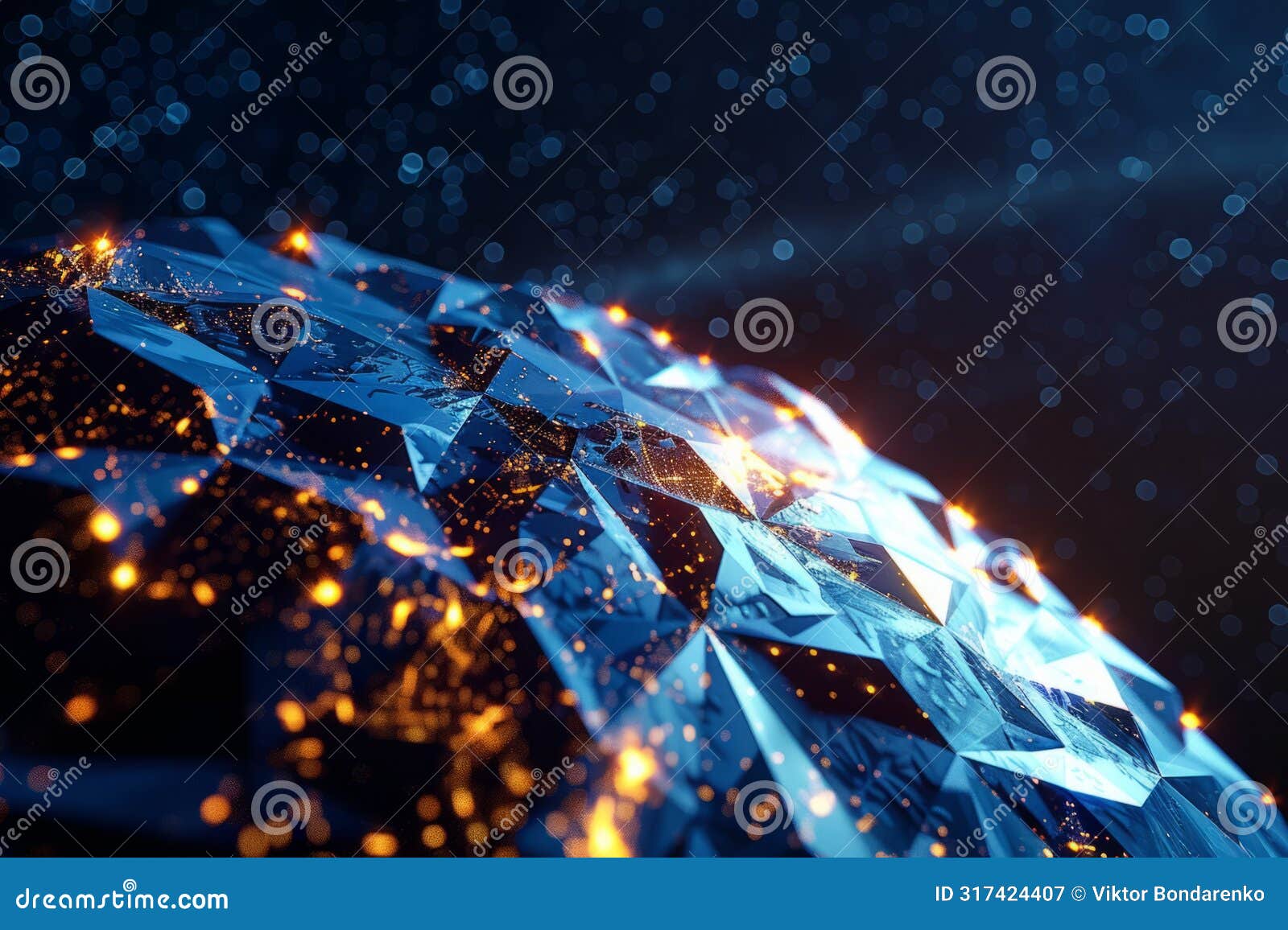 Digital Earth Made of Glowing 3d Triangular Polygons Stock Image ...