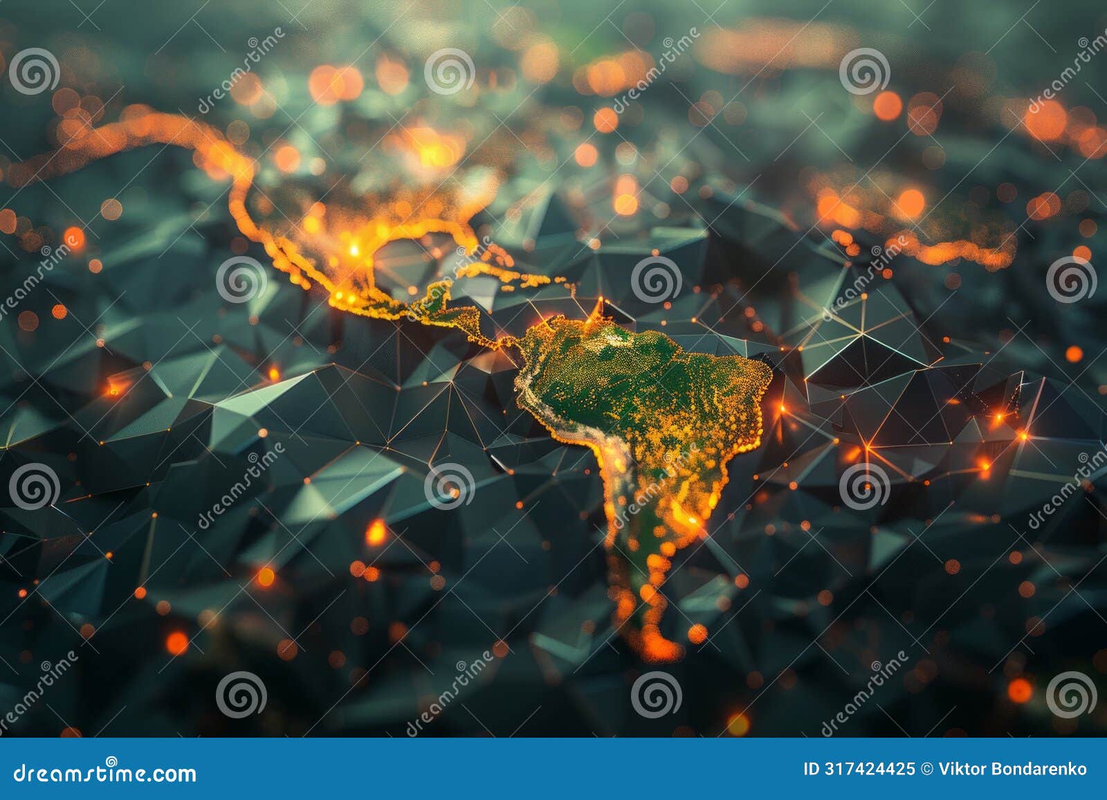 Digital Earth Made of Glowing 3d Triangular Polygons Stock Image ...