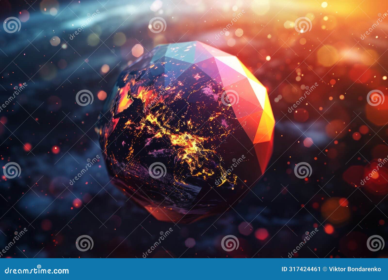 Digital Earth Made of Glowing 3d Triangular Polygons Stock Image ...