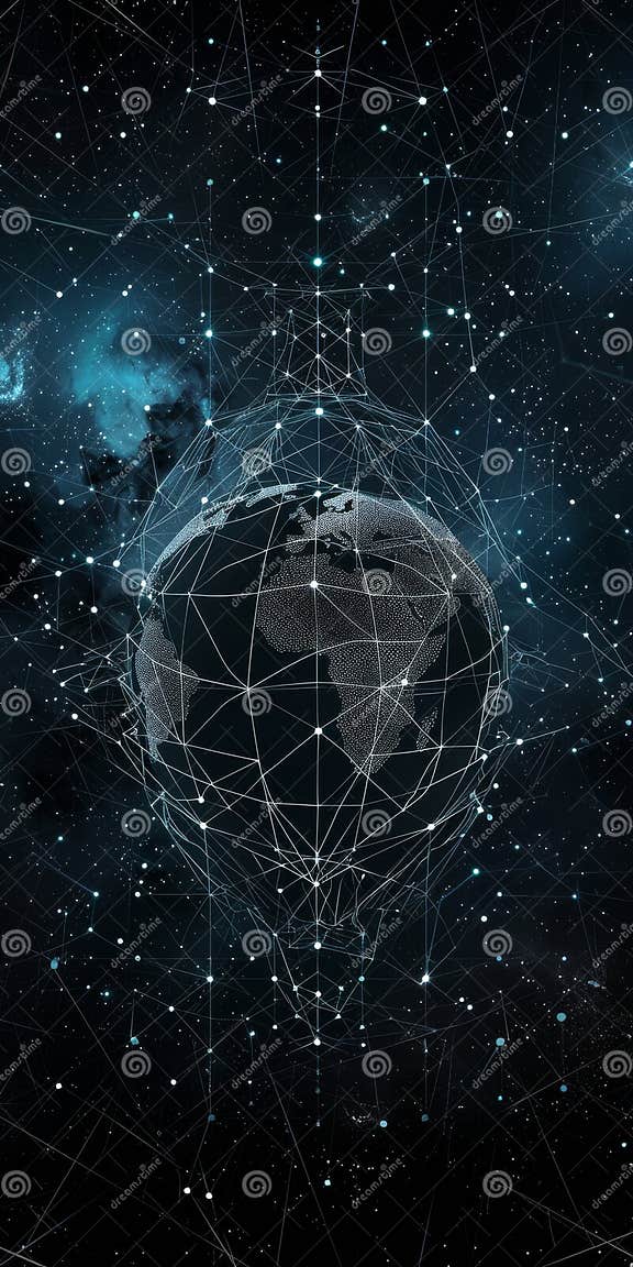 Digital Earth with Network Connections in Outer Space Stock ...