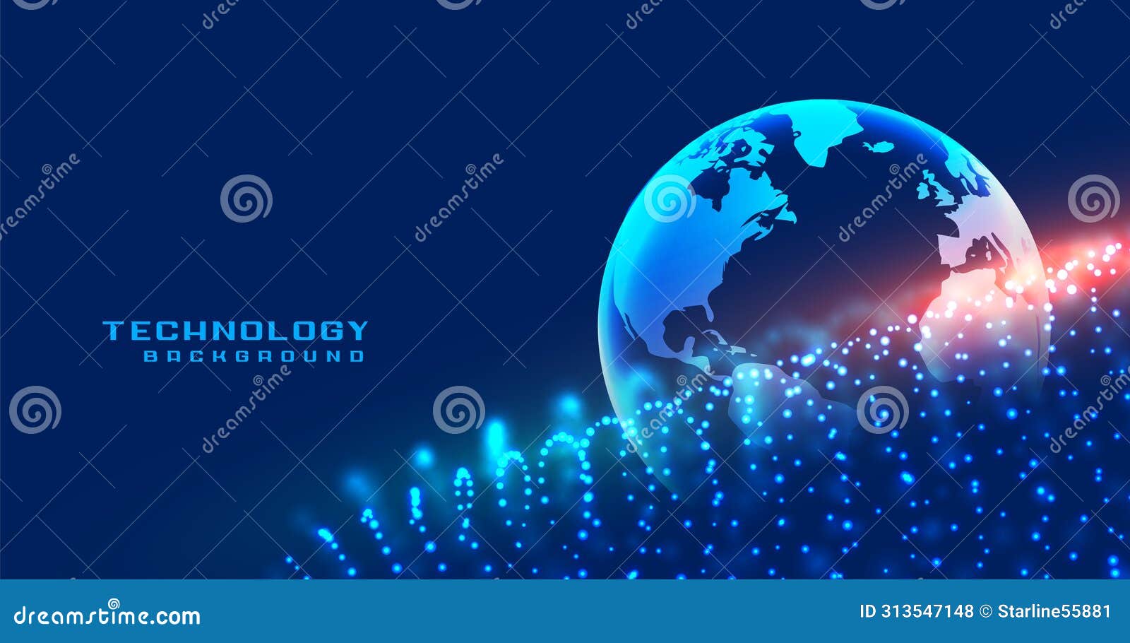Digital Earth with Particles and Light Effect Stock Vector ...