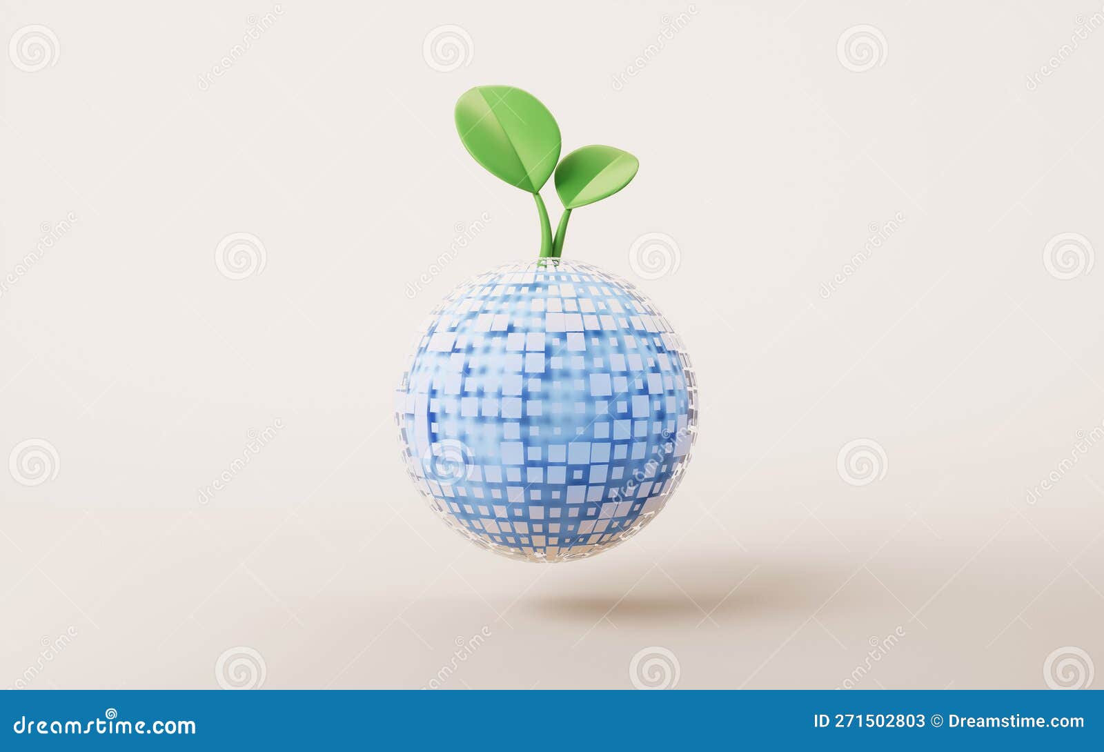 Digital Earth with Sprout Plant on the Top, 3d Rendering Stock ...
