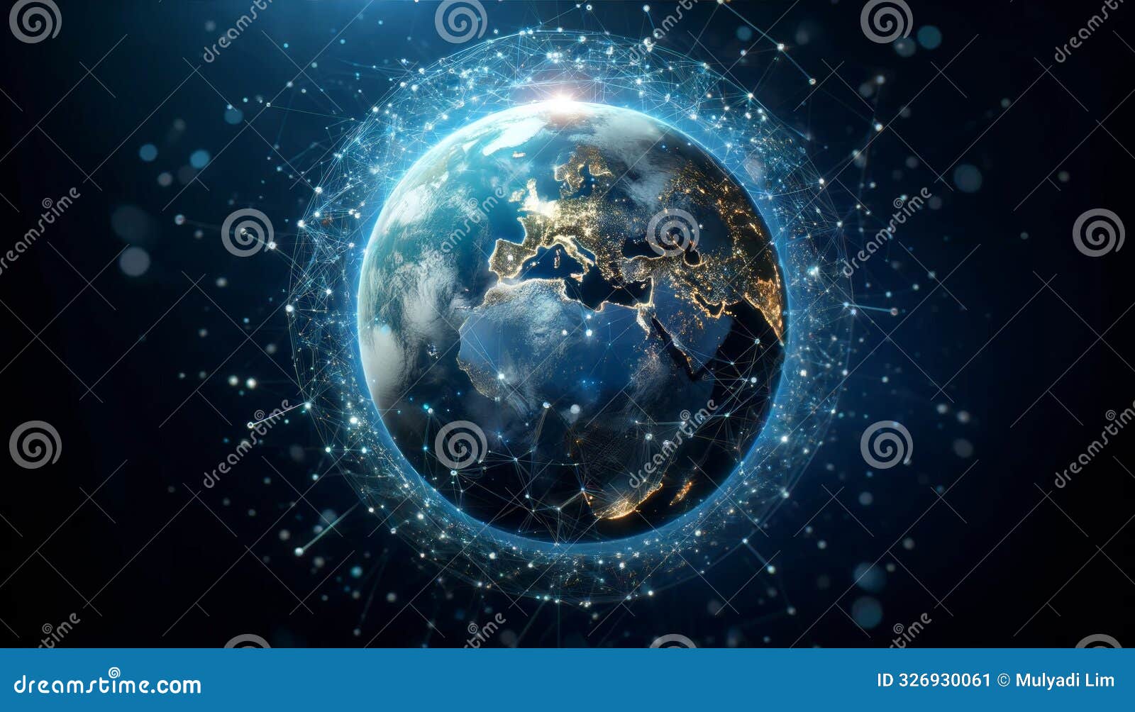 Digital Earth Symbolizing Global Network, Data Transfer, Cyber Tech ...