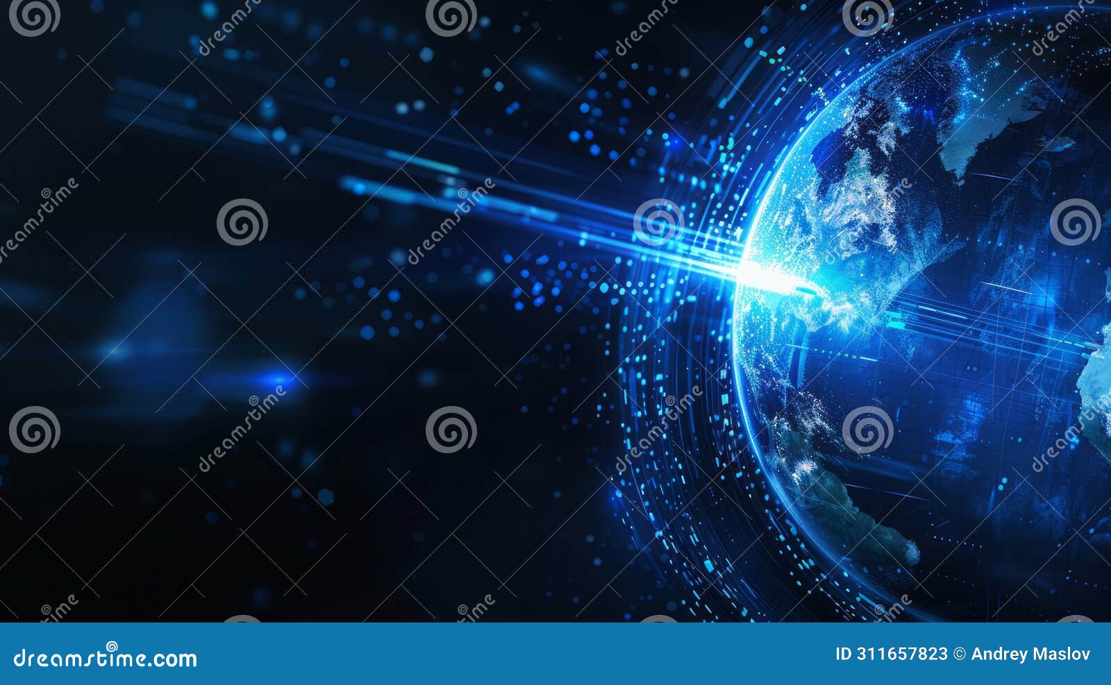 Digital Earth with Tech Orbitals and Data Streams Stock Image - Image ...