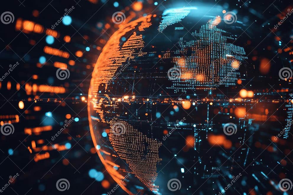 Digital Earth, a World of Connected Data and Technology Stock Image ...
